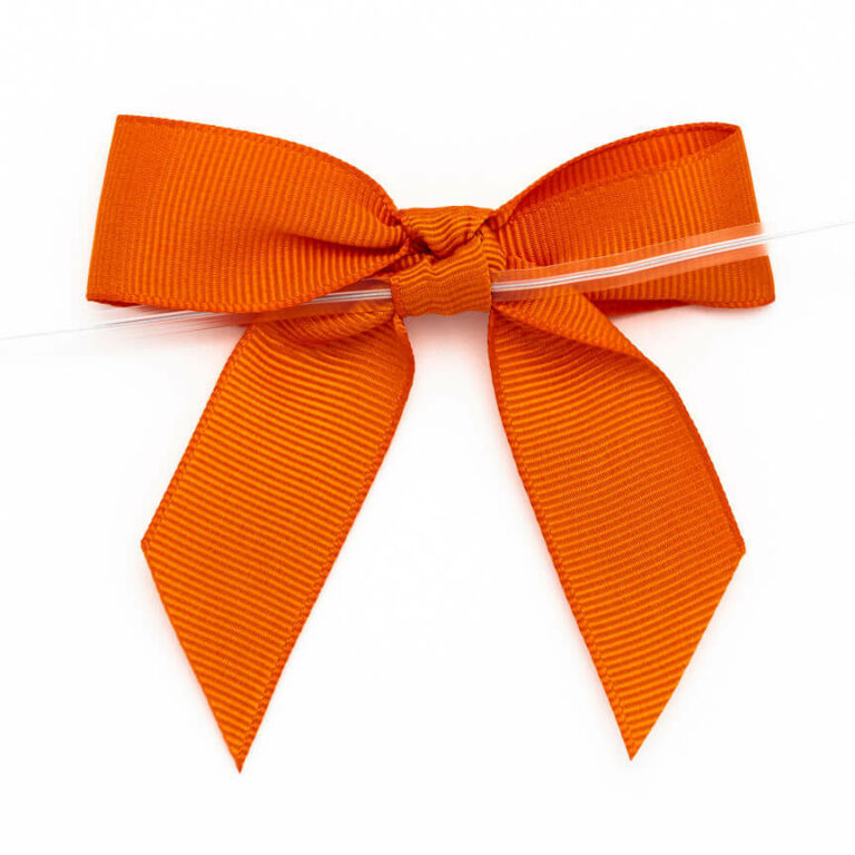 ORANGE Grosgrain Pre-tied Bow, 3.5” Bow, 4" Twist Tie, 7/8" Ribbon ...