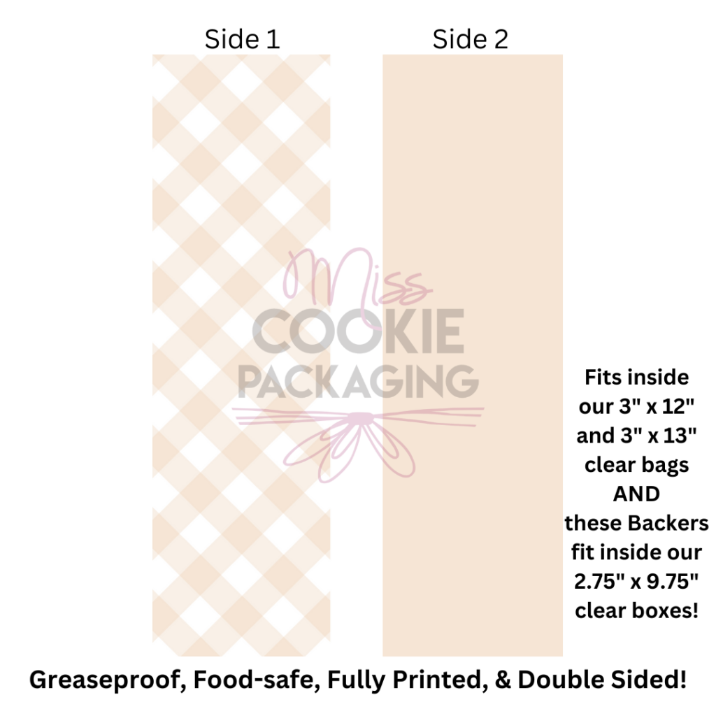 Greaseproof Backer - Solid Beige Gingham - 9.5” x 2.625” (for 3” x 12 ...