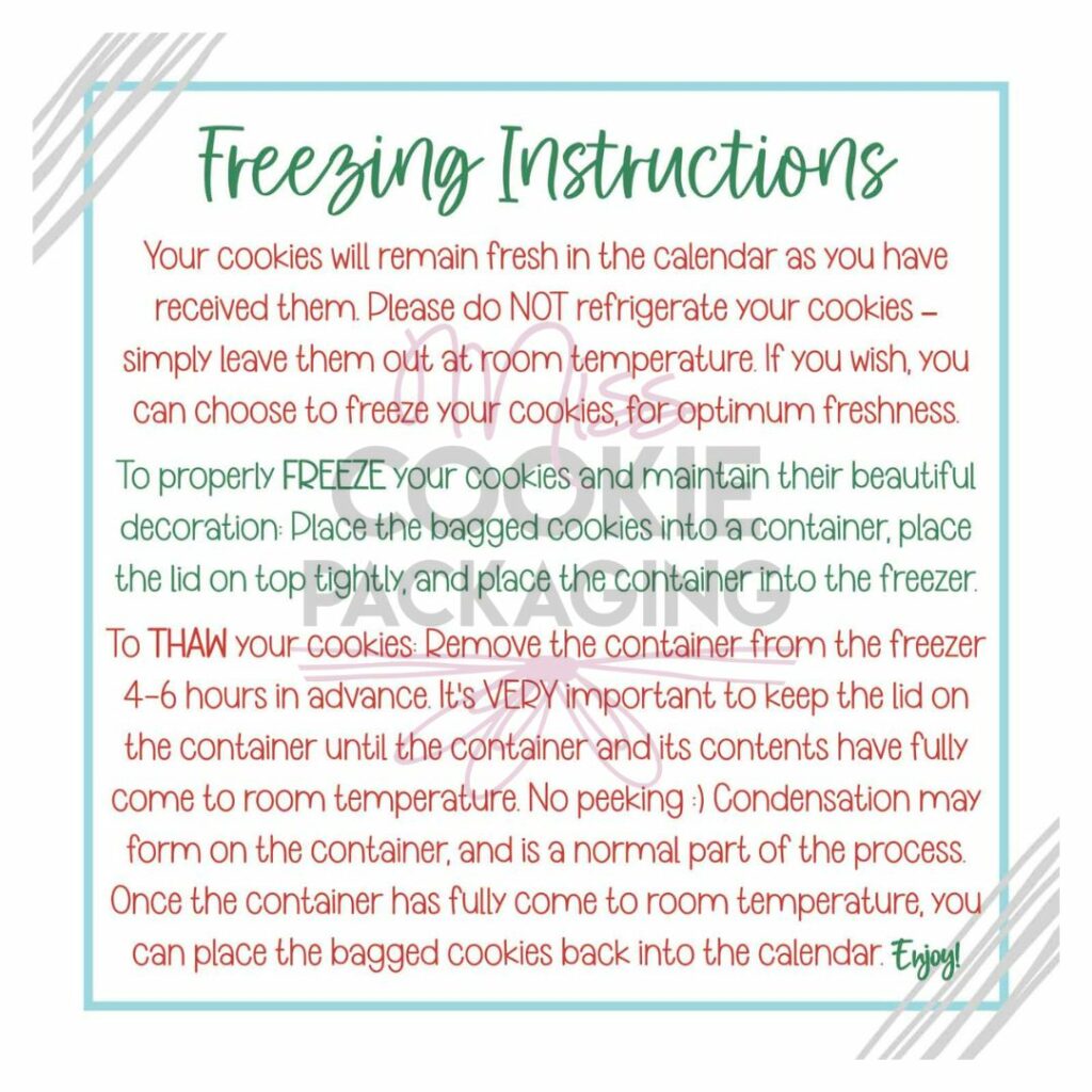 Freezing Instructions Cards - DIGITAL FILE - 5" x 5" - Miss Cookie ...