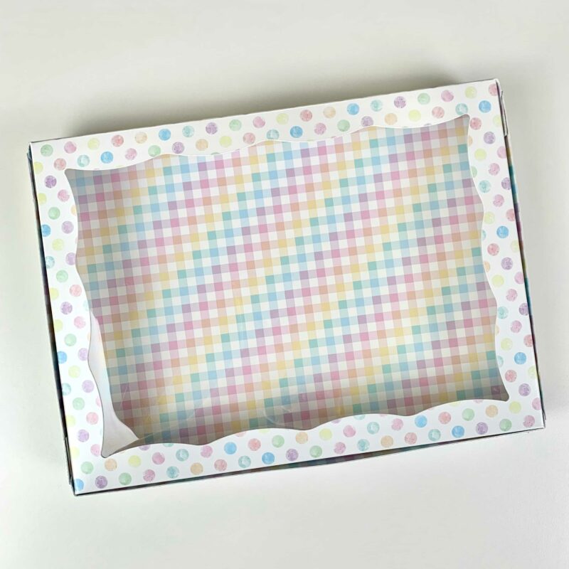 LARGE Bakery Box - Pastel Dots Plaid - 12" x 9" x 1.5" - Set of 12 ...