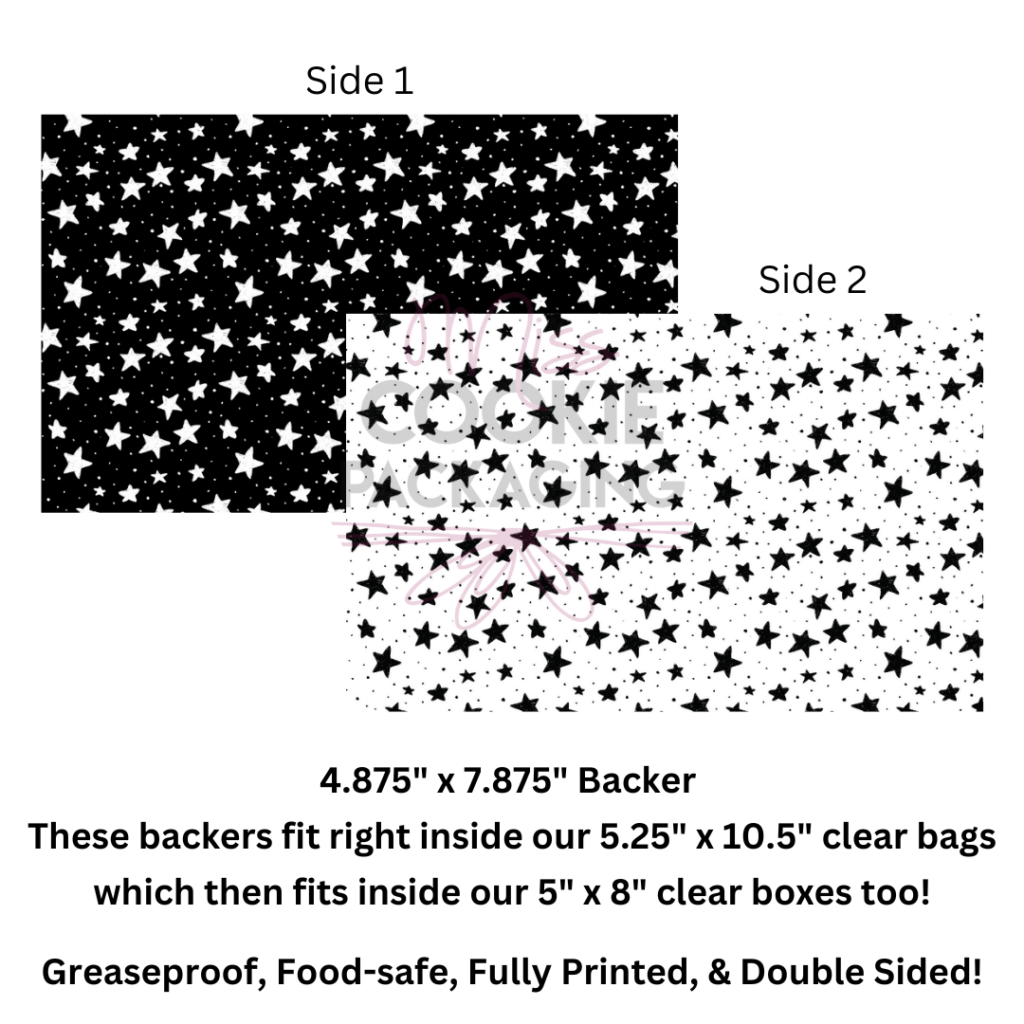 Greaseproof Backer - Black & White Stars - 4.875" x 7.875" Backer (for ...
