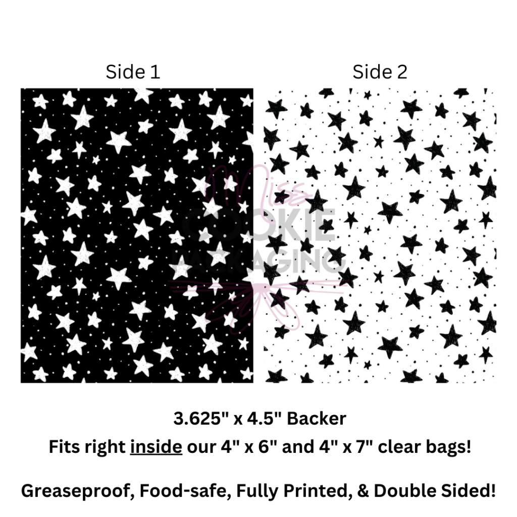 Greaseproof Backer - Black & White Stars - 3.625" x 4.5" BAG Backer ...