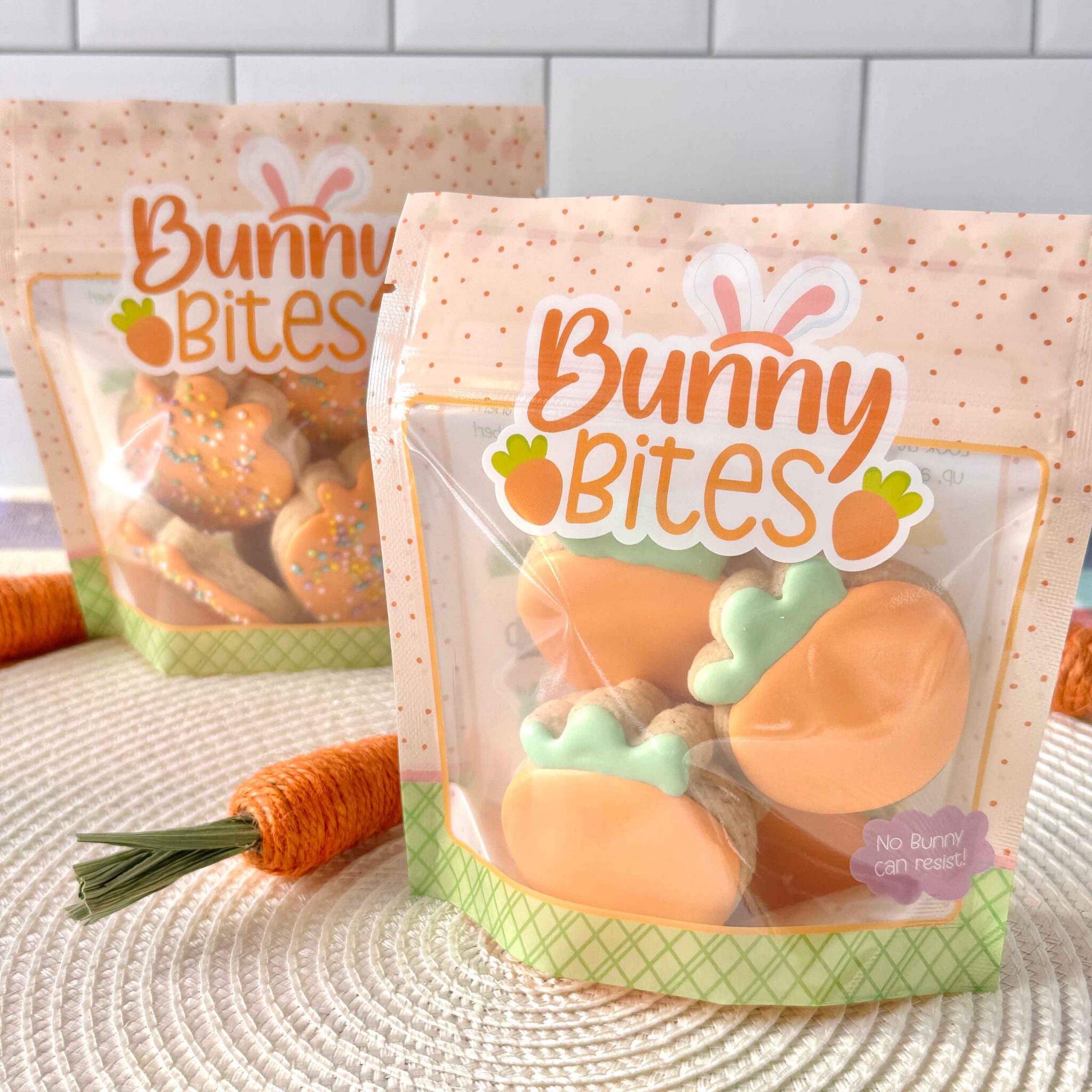 SMALL “Bunny Bites” Cookie Pouches – 5.5" x 6" x 2" Cookie Packaging ...